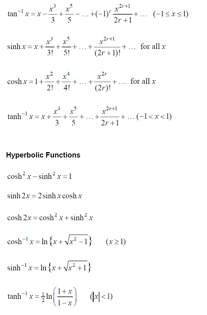 Cape Pure Math Formula Sheet
